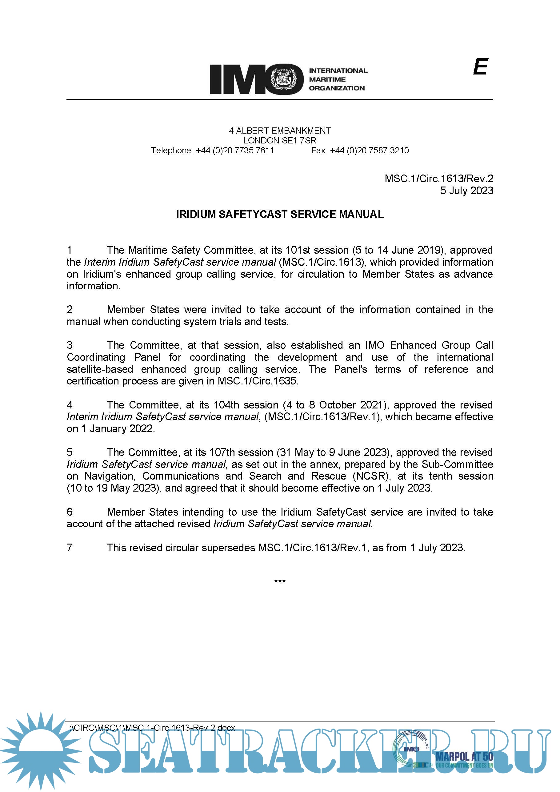 Iridium SafetyCast Service Manual - IMO [2023, PDF] › Marine Tracker