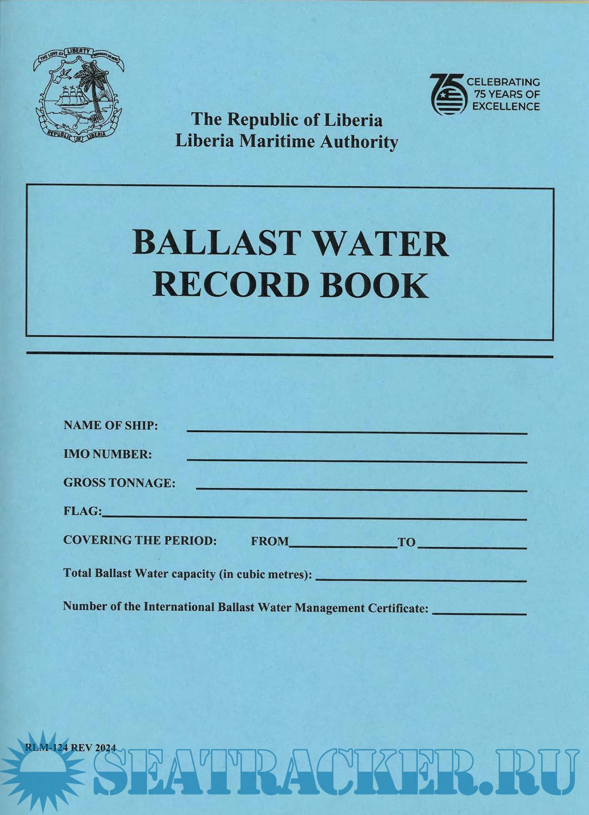 Ballast Water Record Book RML-124 Rev. 2024 - LISCR [2024, PDF] › Marine Tracker