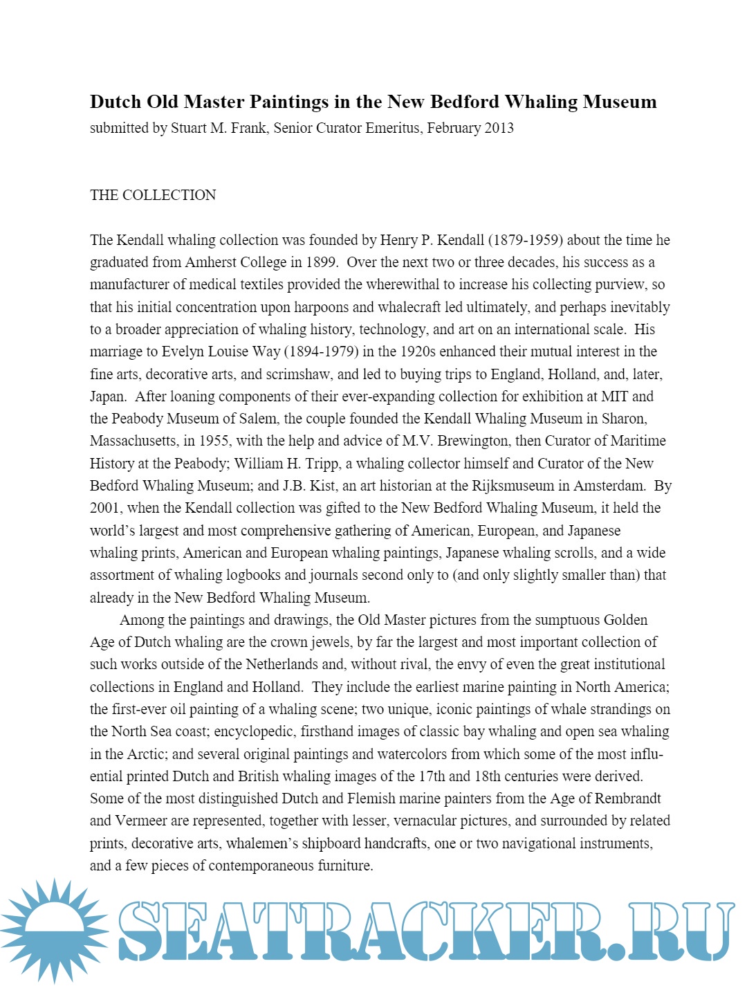 Dutch Old Master Paintings in the New Bedford Whaling Museum - Stuart M ...