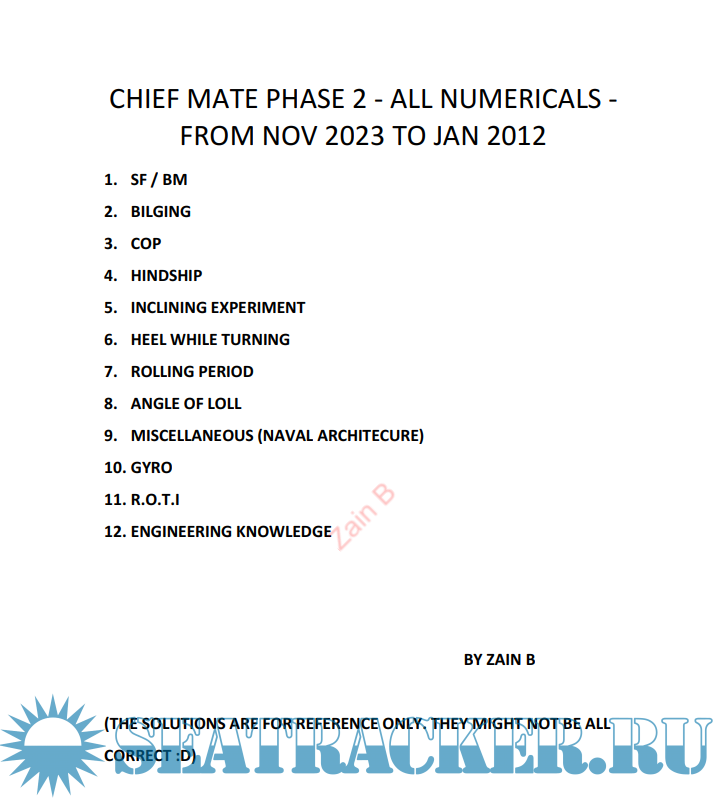 All Numericals of Phase - 2 for Mercantile Marine Department (MMD), India Exams for Phase II ...