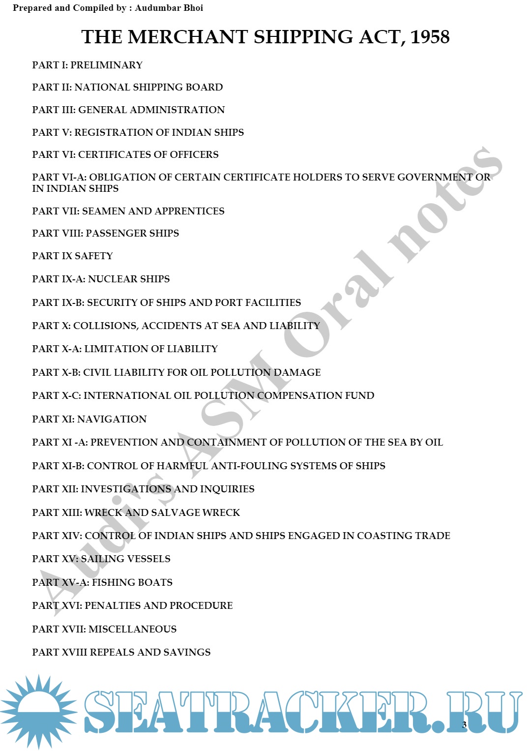 Audi's ASM Oral Notes - Audumbar Bhoi [2024, PDF] › Marine Tracker