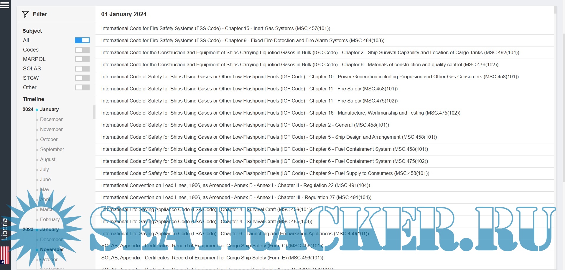 Regs4ships Liberia January 2022 - OneOcean [2022, Другой] › Marine Tracker