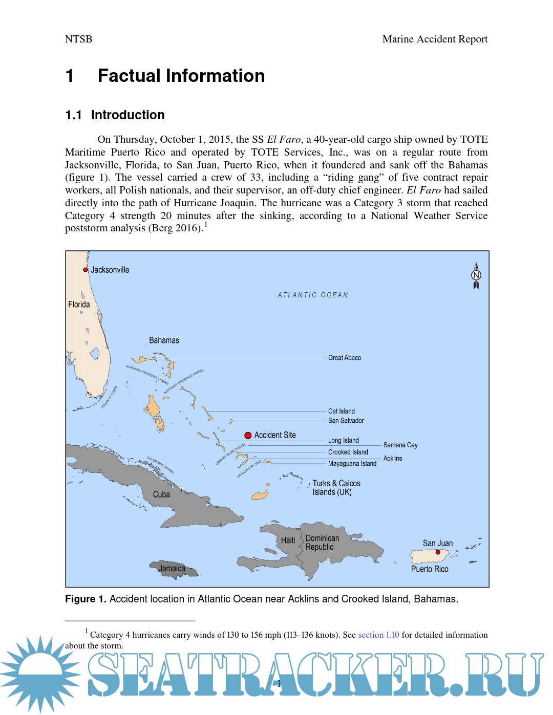 Sinking of US Cargo Vessel SS El Faro Atlantic Ocean, Northeast of ...