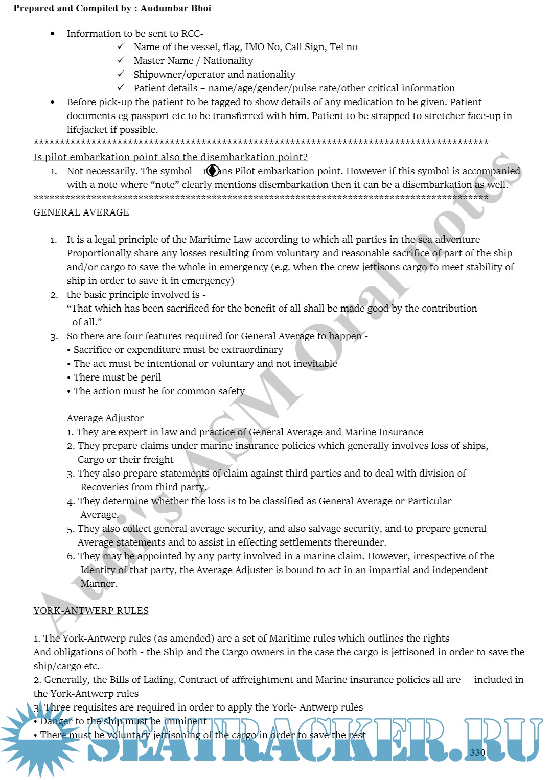 Audi's ASM Oral Notes - Audumbar Bhoi [2024, PDF] › Marine Tracker