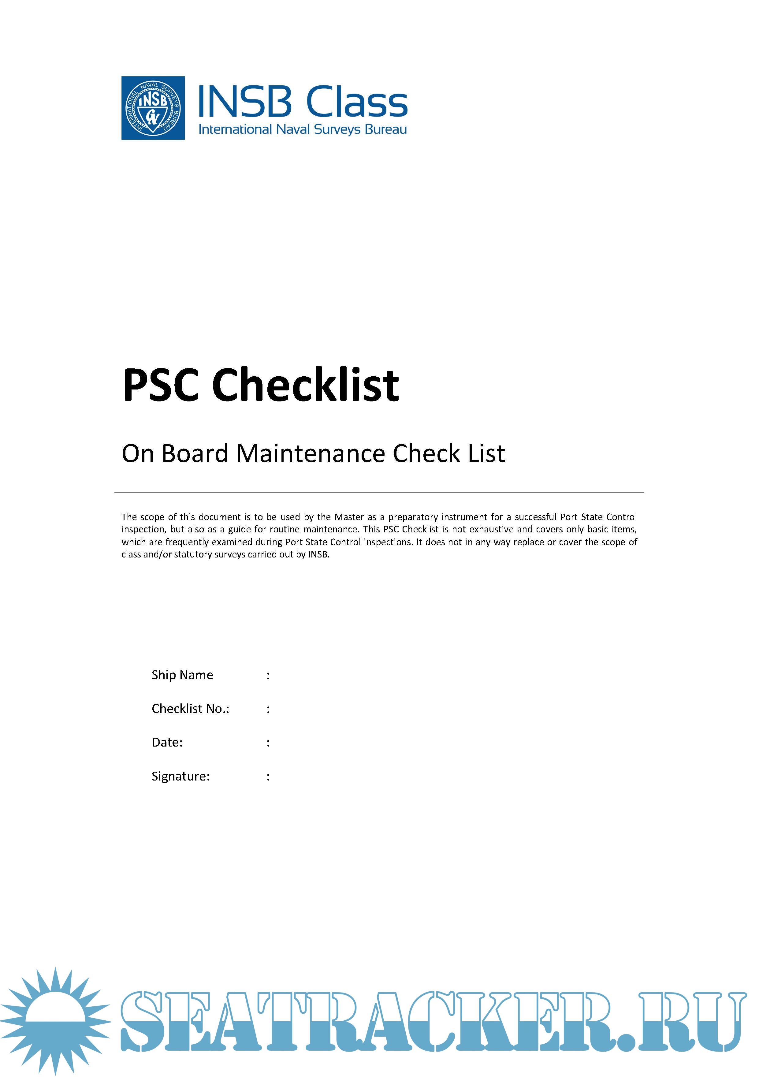 Port State Control Checklists Collection - Various [Vary, PDF] › Marine ...