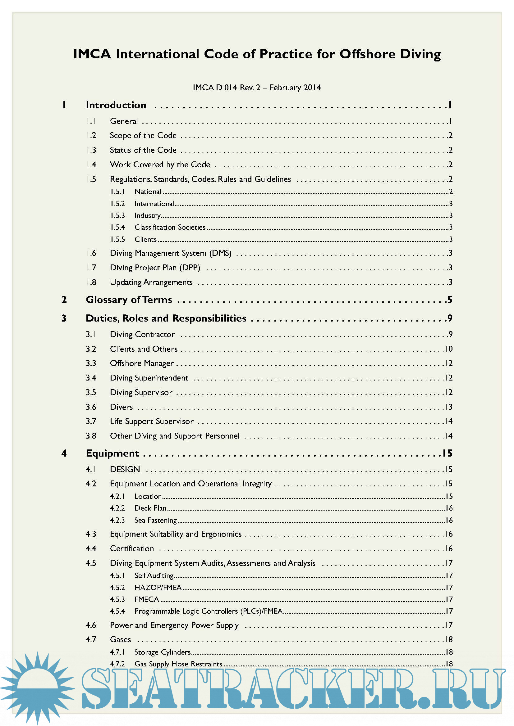 IMCA International Code of Practice for Offshore Diving - IMCA [2014 ...