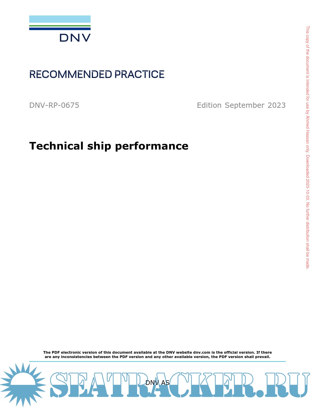 DNV-RP-0675 Technical Ship Performance - DNV [2023, PDF] › Marine Tracker