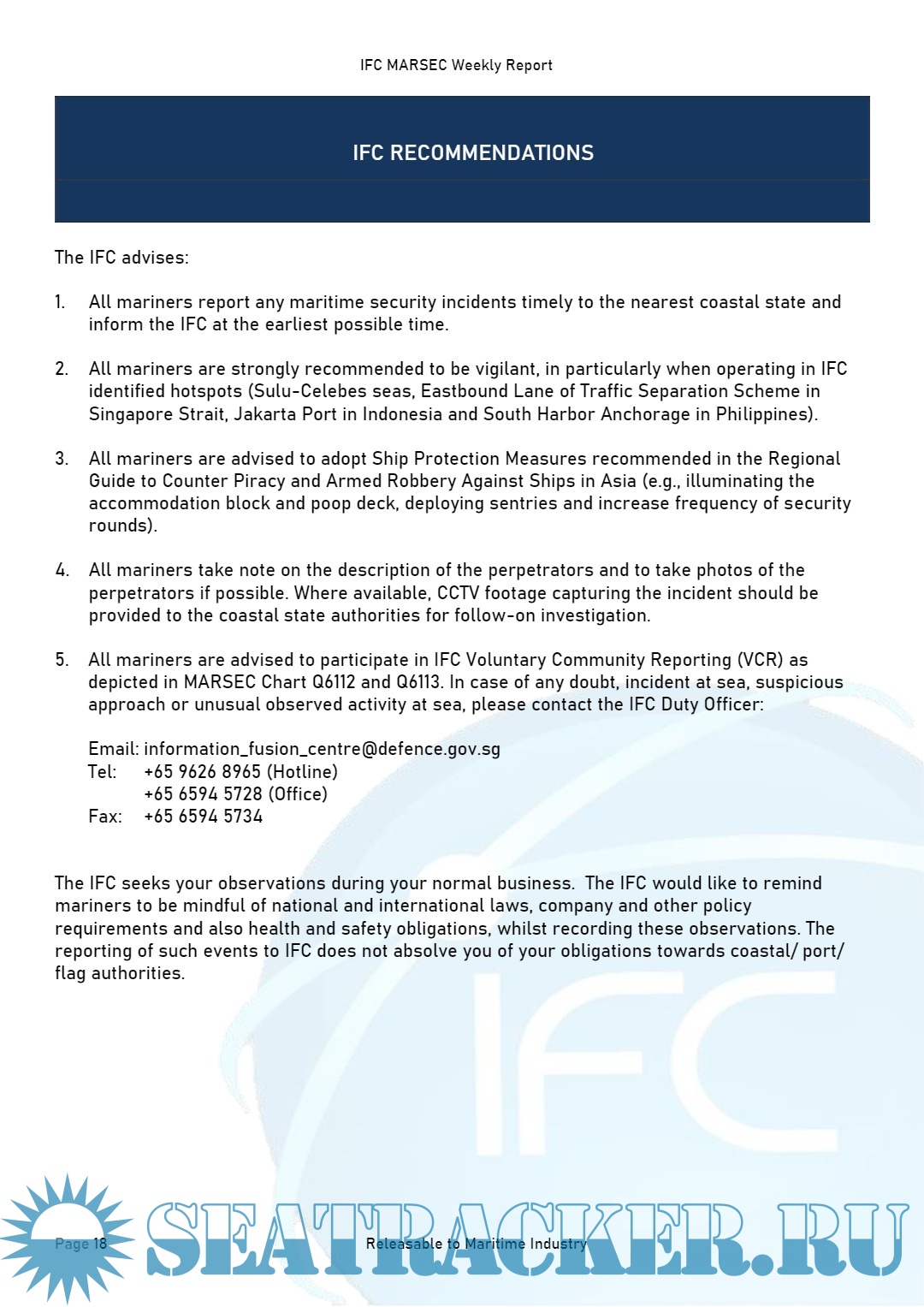 IFC MARSEC Weekly Report 13 - 17 Jan 24 - Information Fusion Centre ...