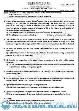 Question Paper Set for Cargo Handling and Stowage (June 2022) for NWKO ...