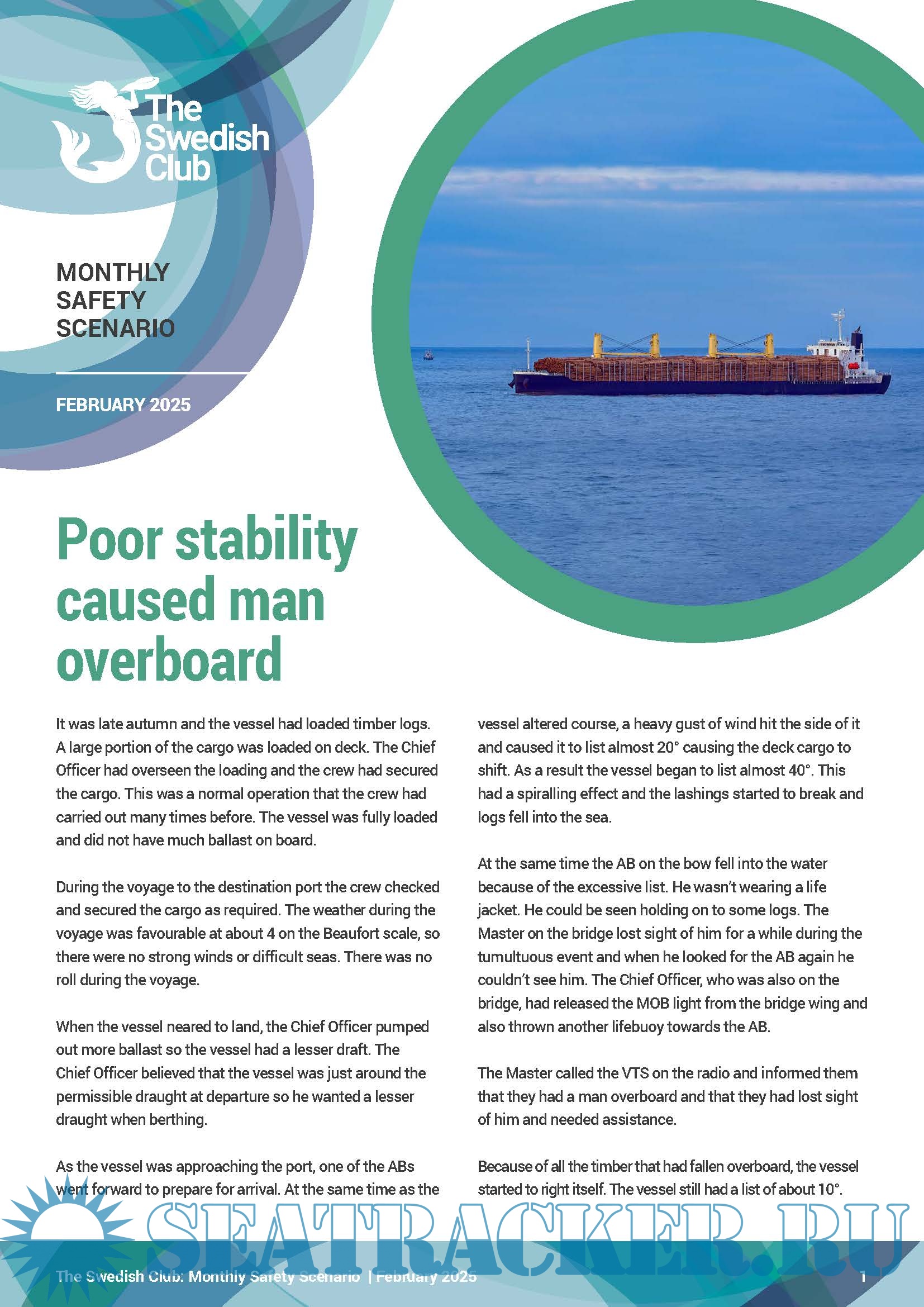 Monthly Safety Scenario (MSS) (3 Months set) - the Swedish Club [2025, PDF] › Marine Tracker