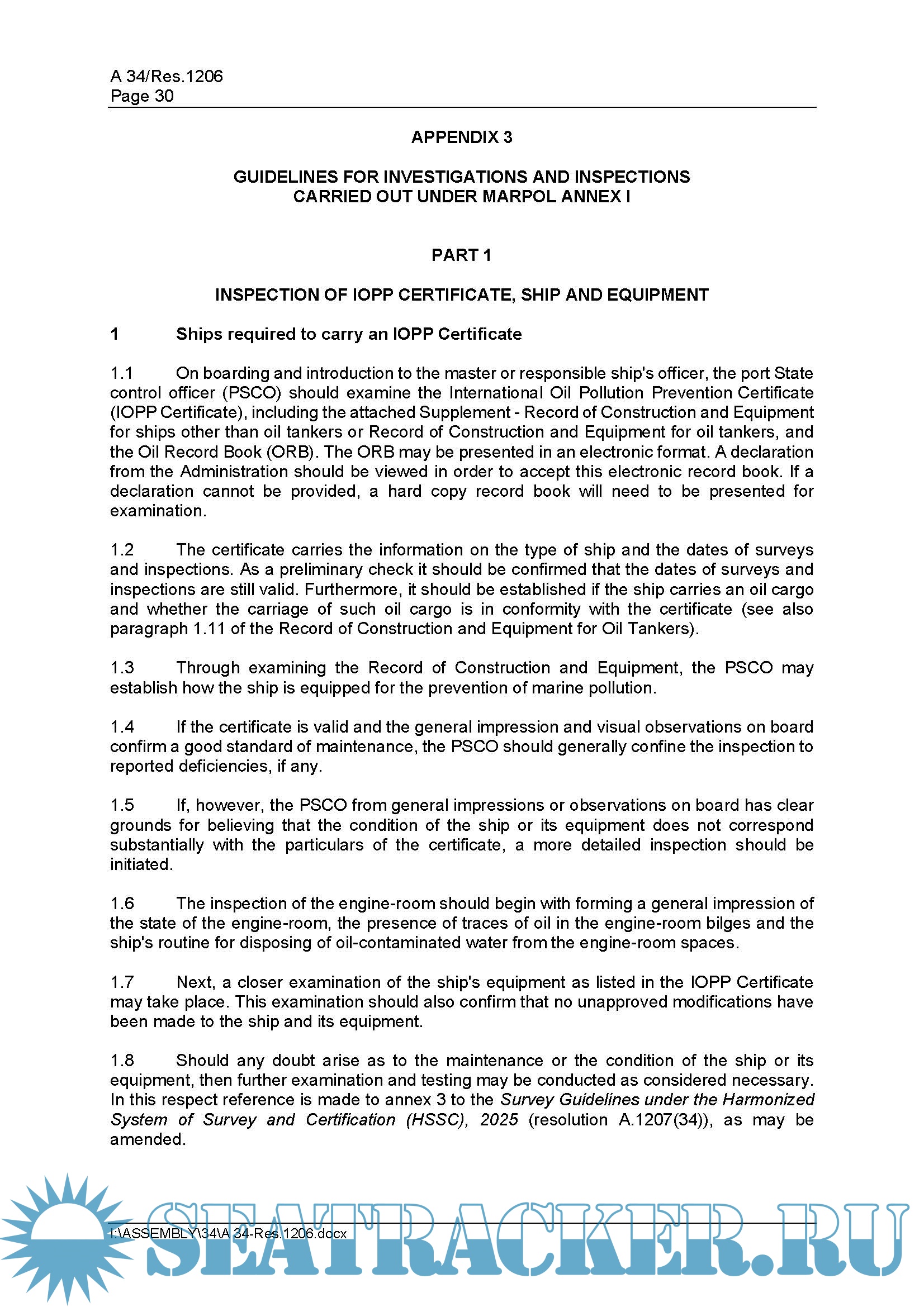 Procedures for Port State Control - IMO [2025, PDF] › Marine Tracker