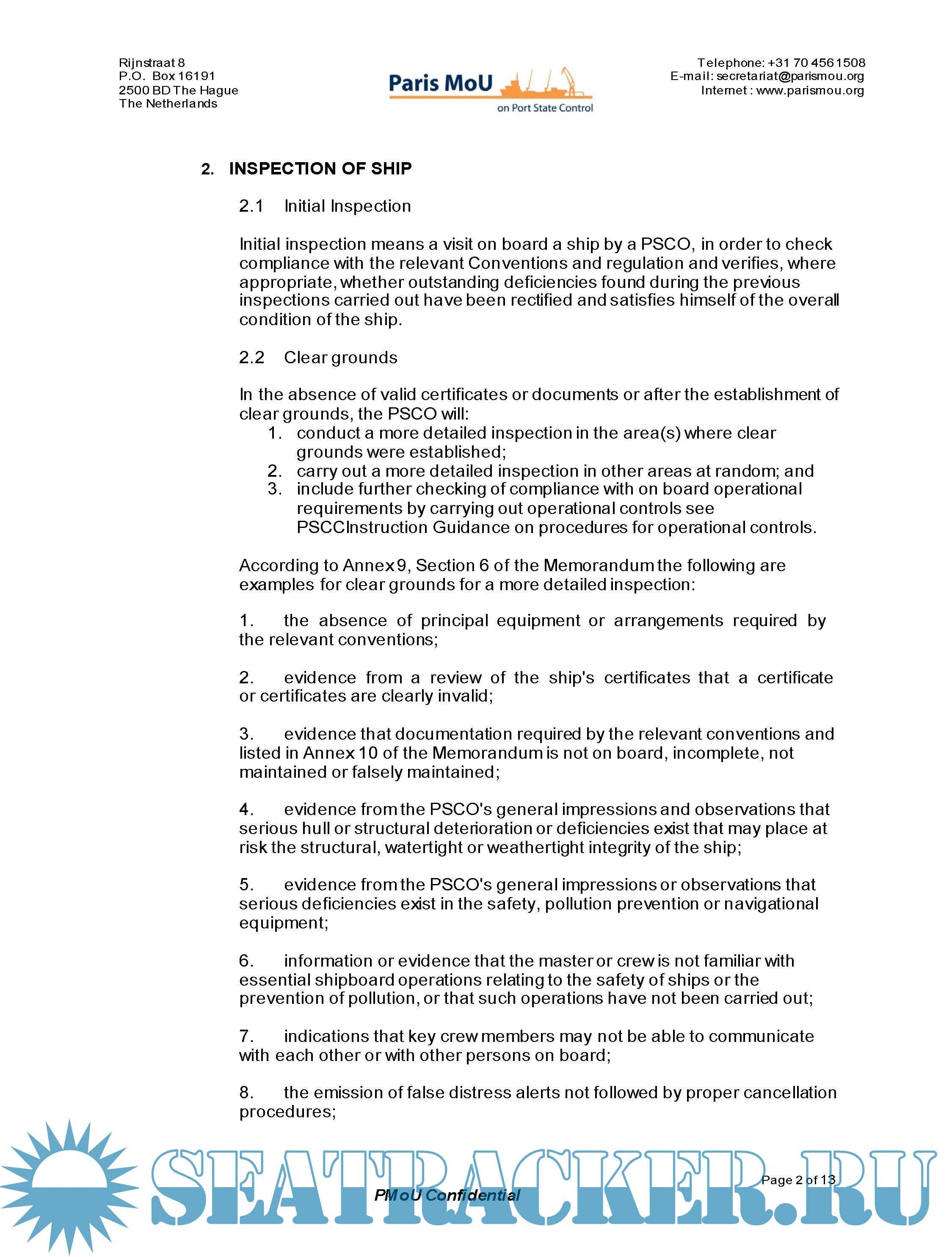 Port State Control Useful Guidances - Paris MoU [202x, PDF] › Marine ...