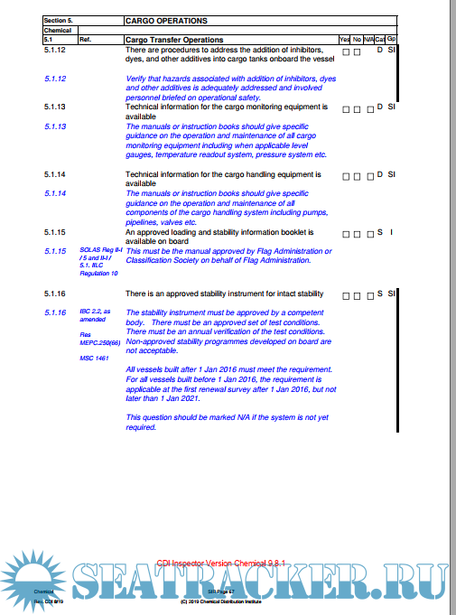 CDI Inspector Chemical Version 9.8 - Ship Inspection Report (SIR) 2019 ...