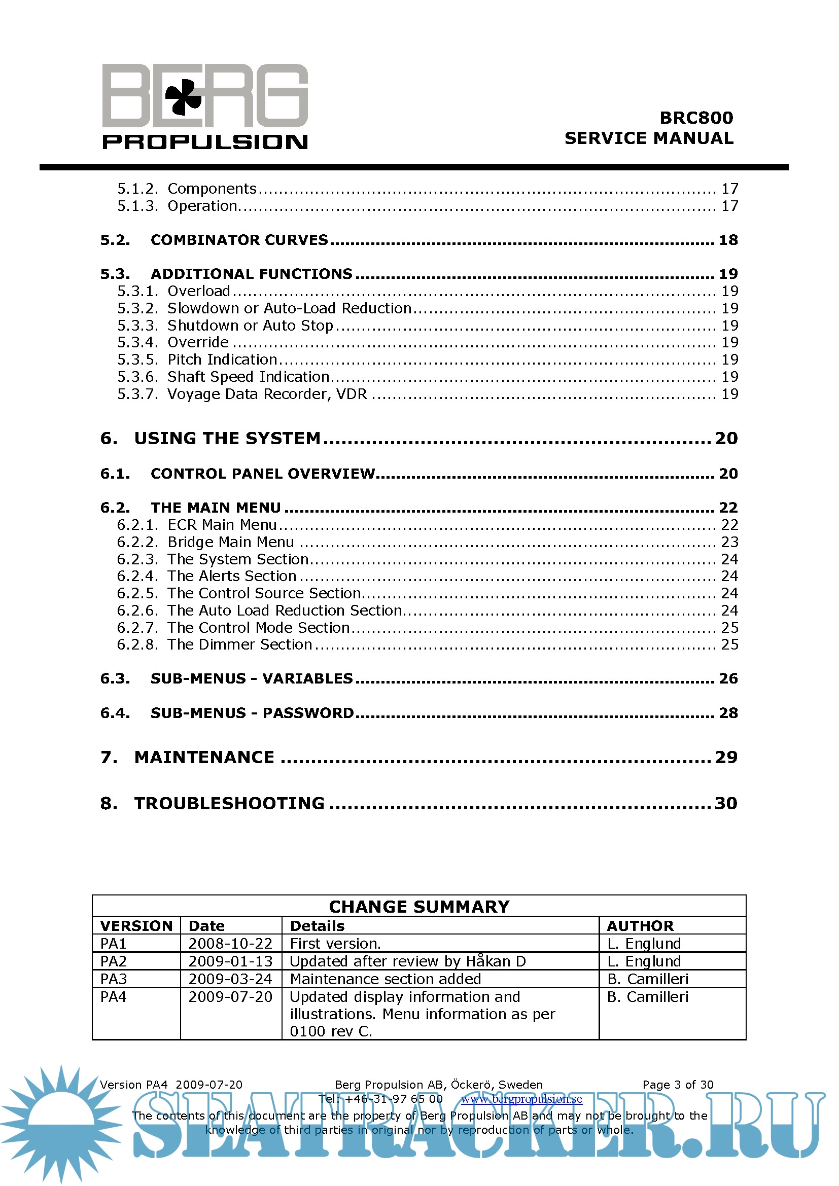 Berg Propulsion. CPP System. Operation & Service Manual - Berg ...