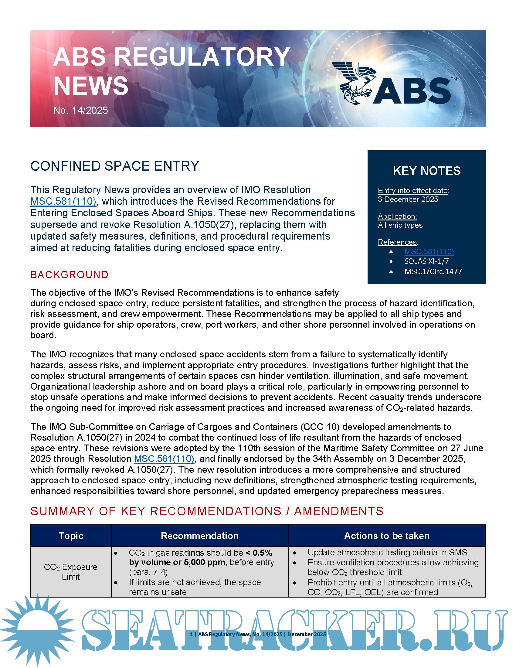 Revised Recommendations for Confined Space Entry - ABS [2025, PDF ...