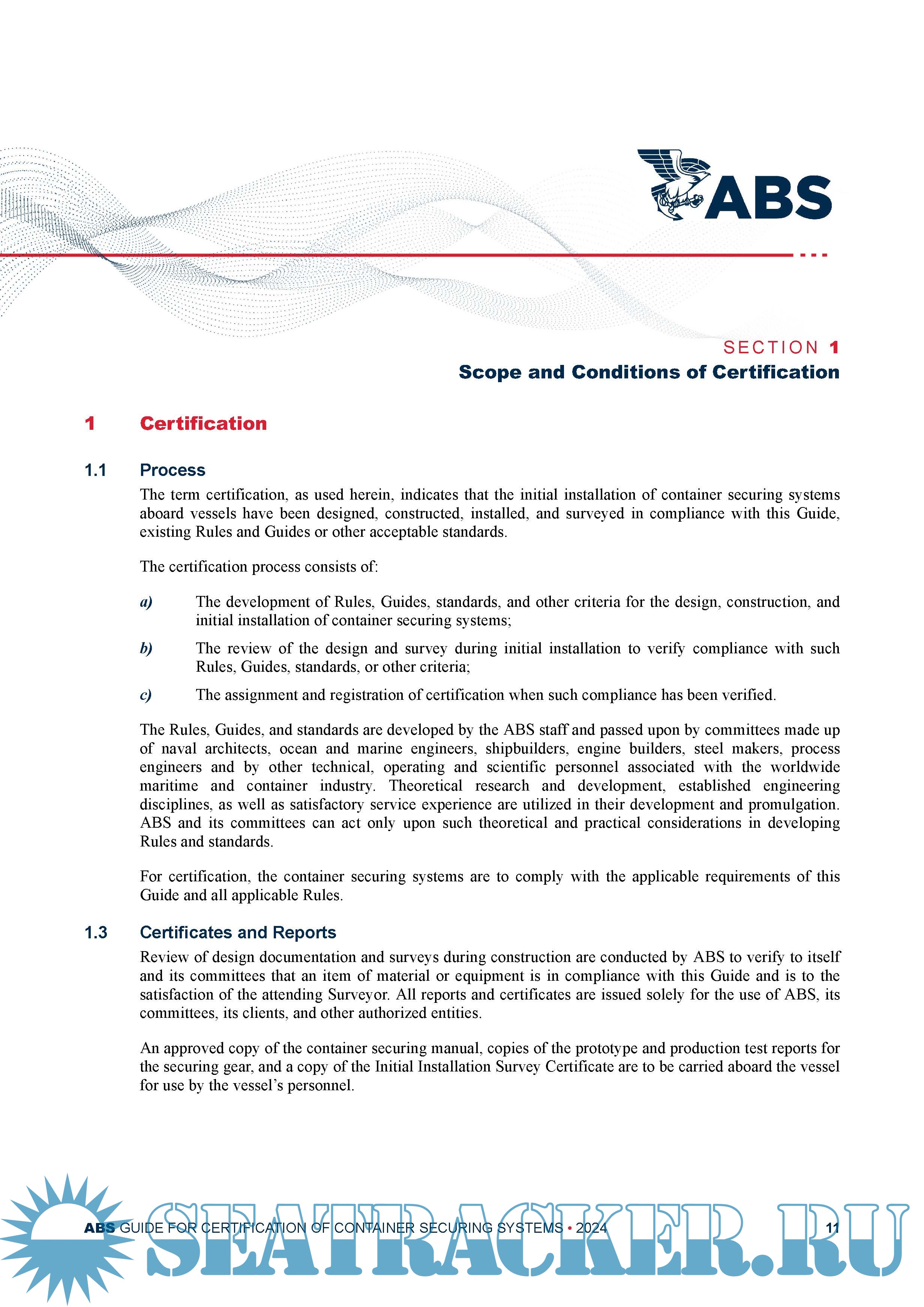 Guide for Certification of Container Securing Systems - American Bureau of Shipping (ABS) [2024 ...
