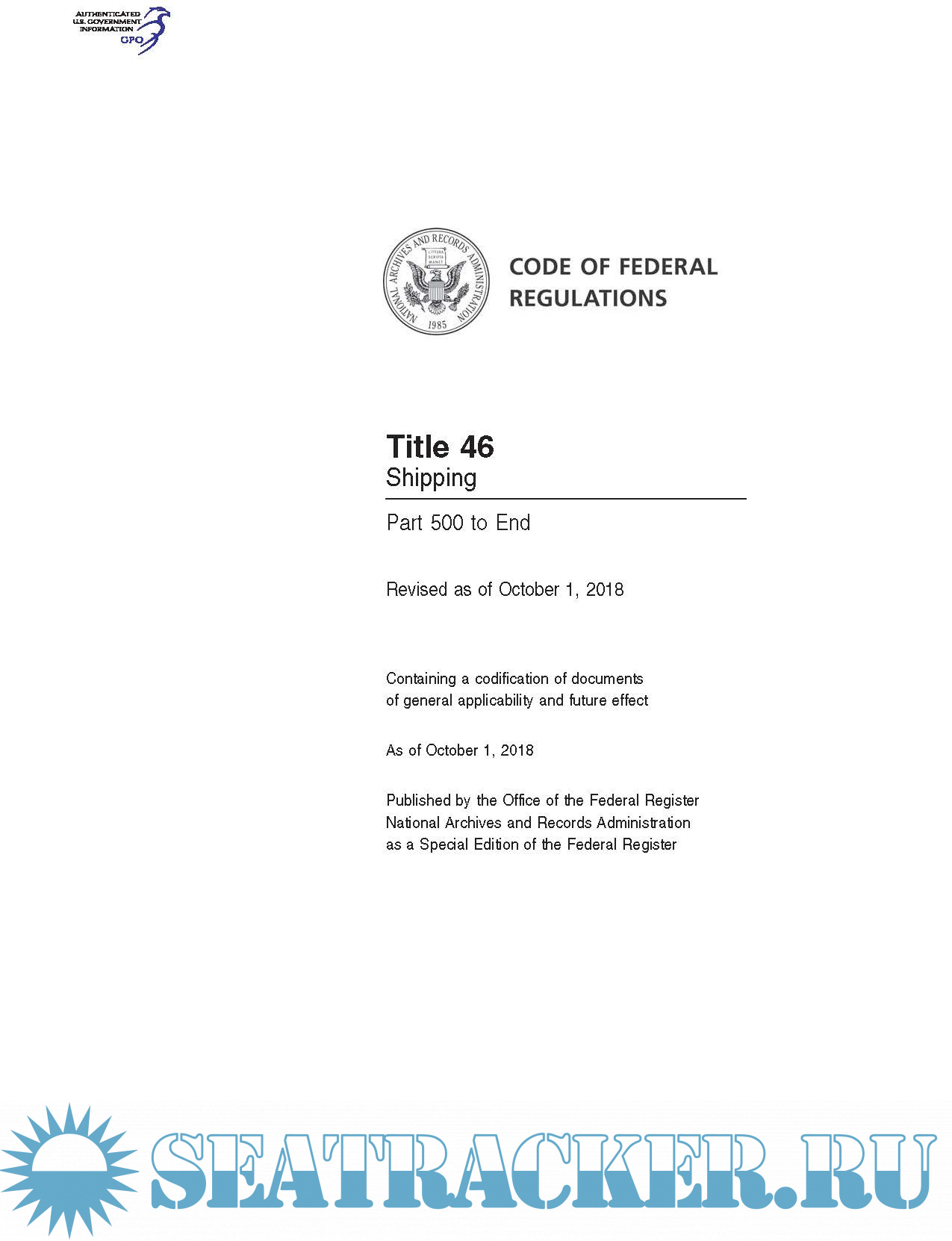 Code of Federal Regulations CFR Title 46 Shipping, Volumes 1,4,8 & 9 ...