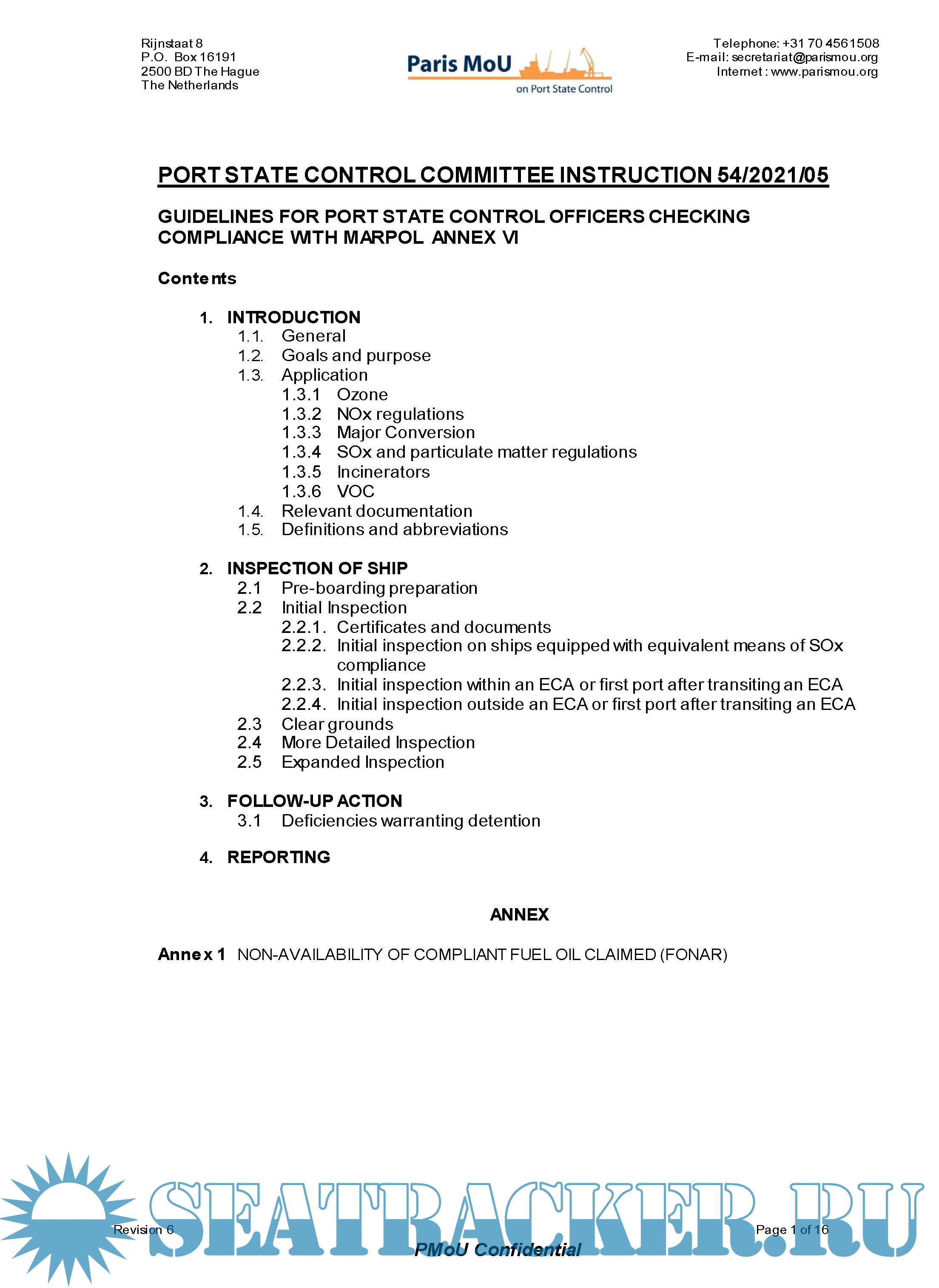 PSC Guidelines on MARPOL Annex VI - Paris MoU [2021, PDF] › Marine Tracker