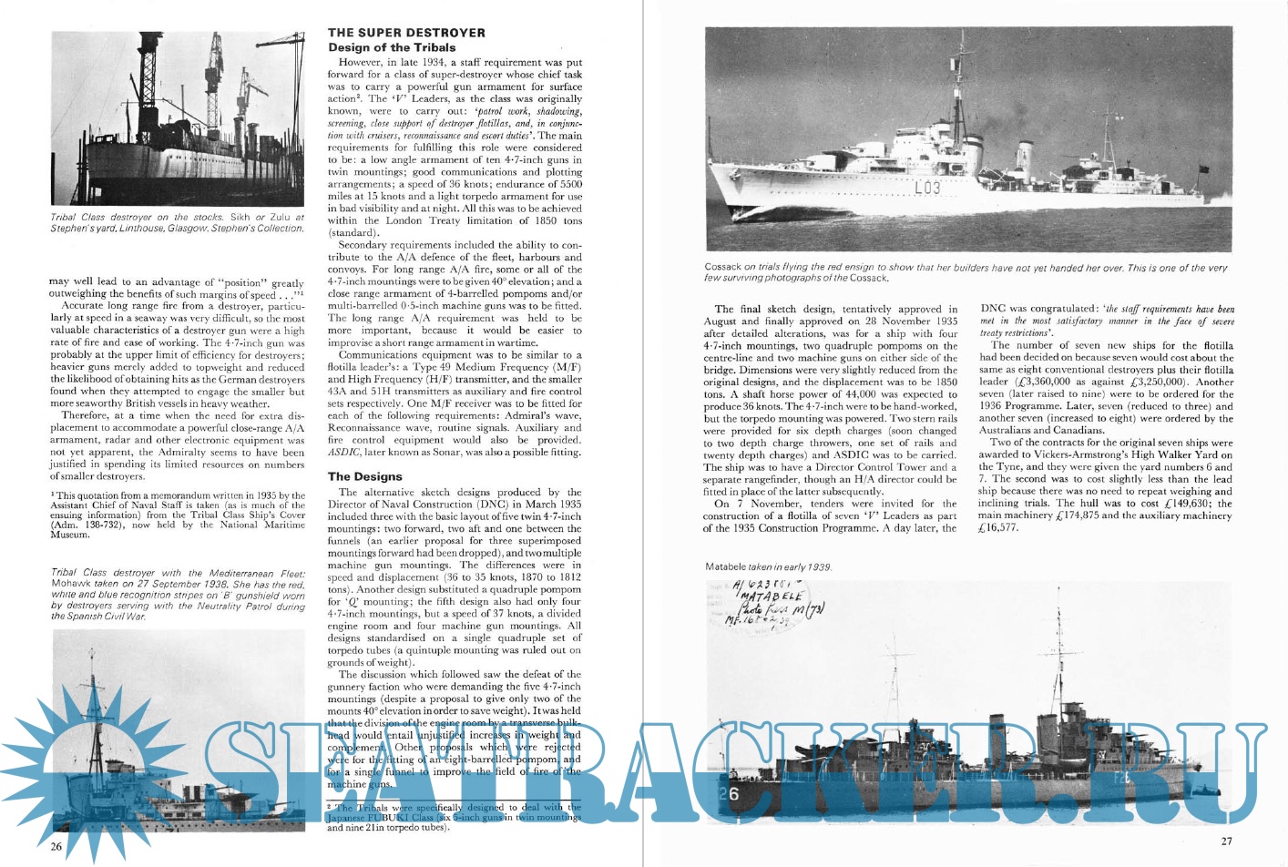 HMS Cossack, Tribal Class Destroyers - David Lyon [1970, PDF] › Marine ...