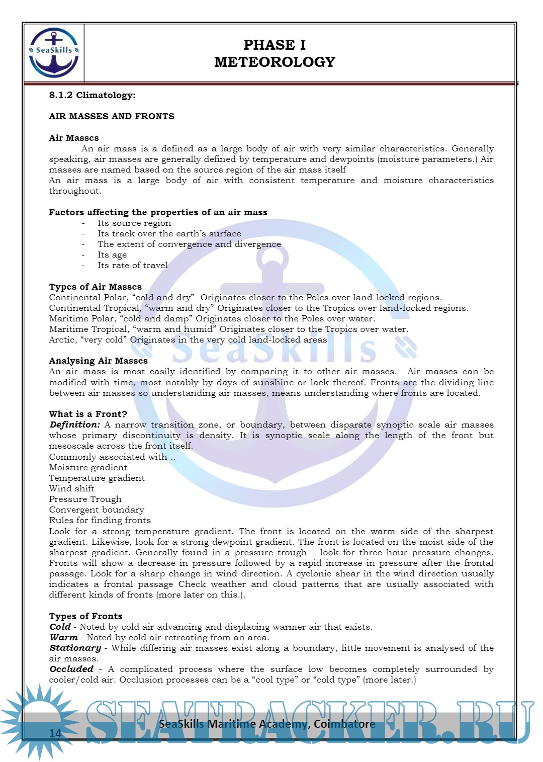 Phase I: Chief Mate: Meteorology Notes - Seaskills Maritime Academy ...