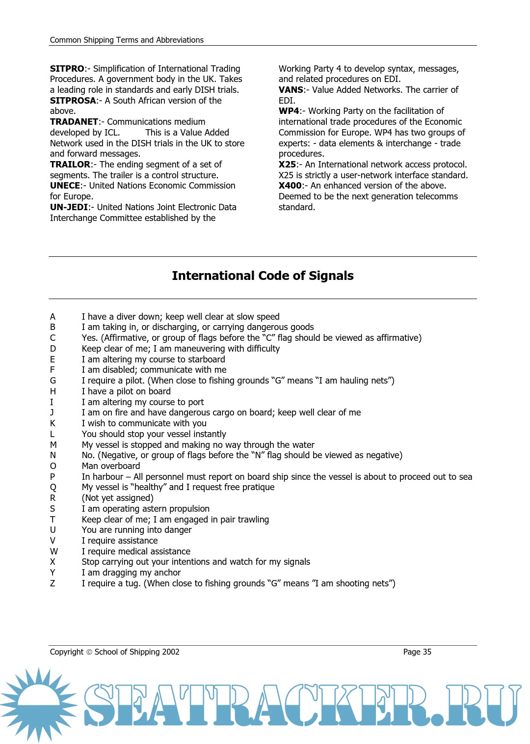 Common Shipping Terms and Abbreviations - - [2002, PDF] › Marine Tracker
