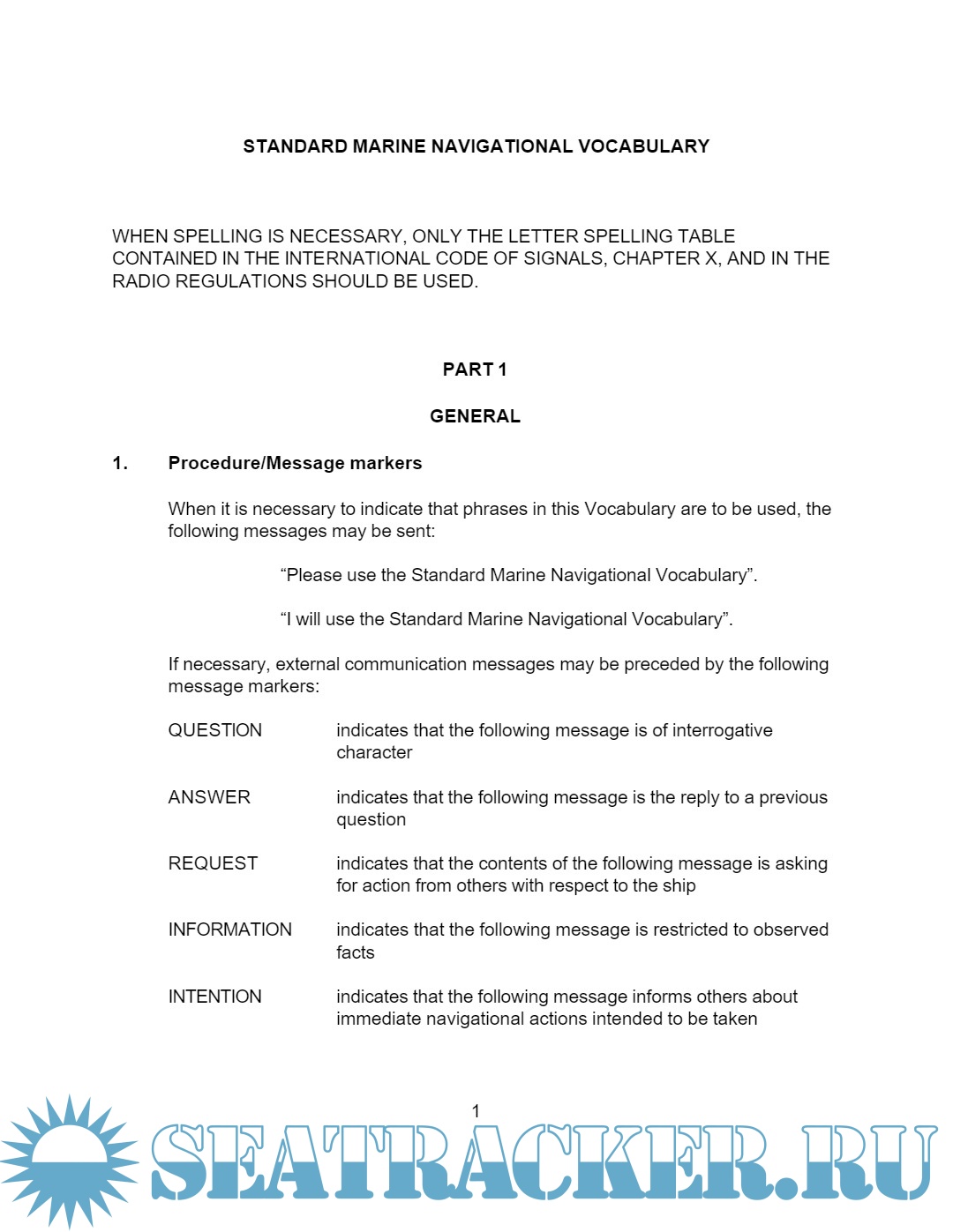 Standard Marine Navigational Vocabulary [1985, PDF] › Marine Tracker