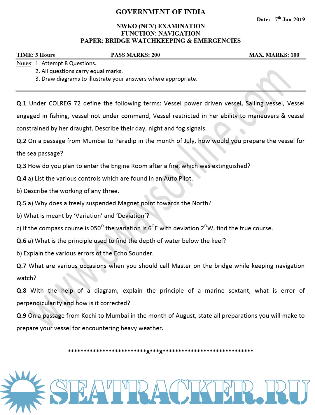Question Paper Set (May 2025) for NWKO (NCV) Mercantile Marine ...