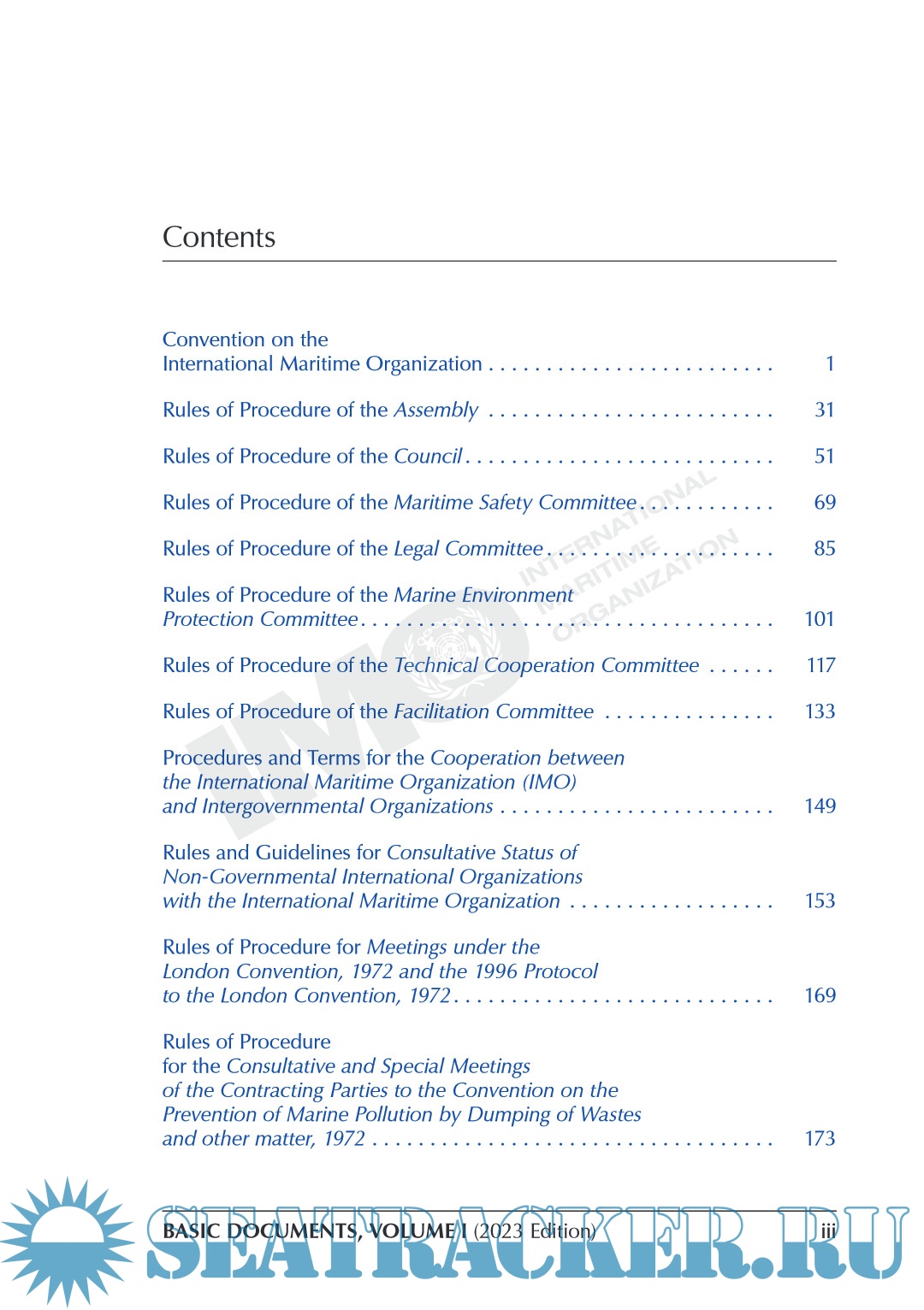 Basic Documents | Volume 1 | 2023 Edition - IMO [2023, PDF] › Marine Tracker