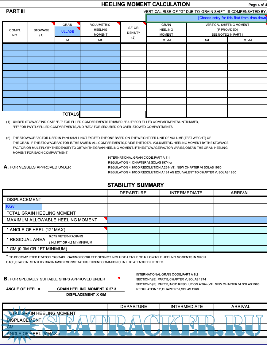 NCB Grain Stability Calculation Form - National Cargo Bureau (NCB ...