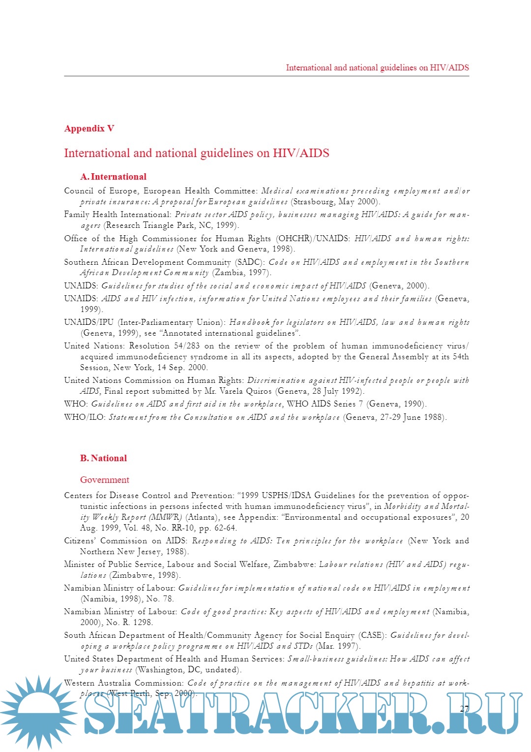 ILO Code of practice on HIV AIDS and the world of work - ILO [2001, PDF] › Marine Tracker