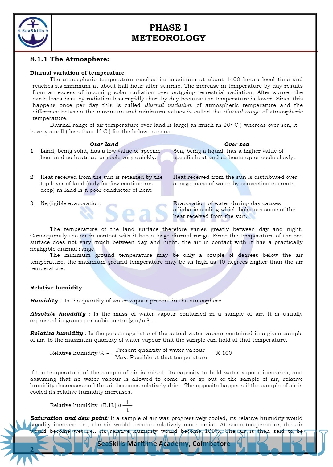 Phase I: Chief Mate: Meteorology Notes - Seaskills Maritime Academy ...