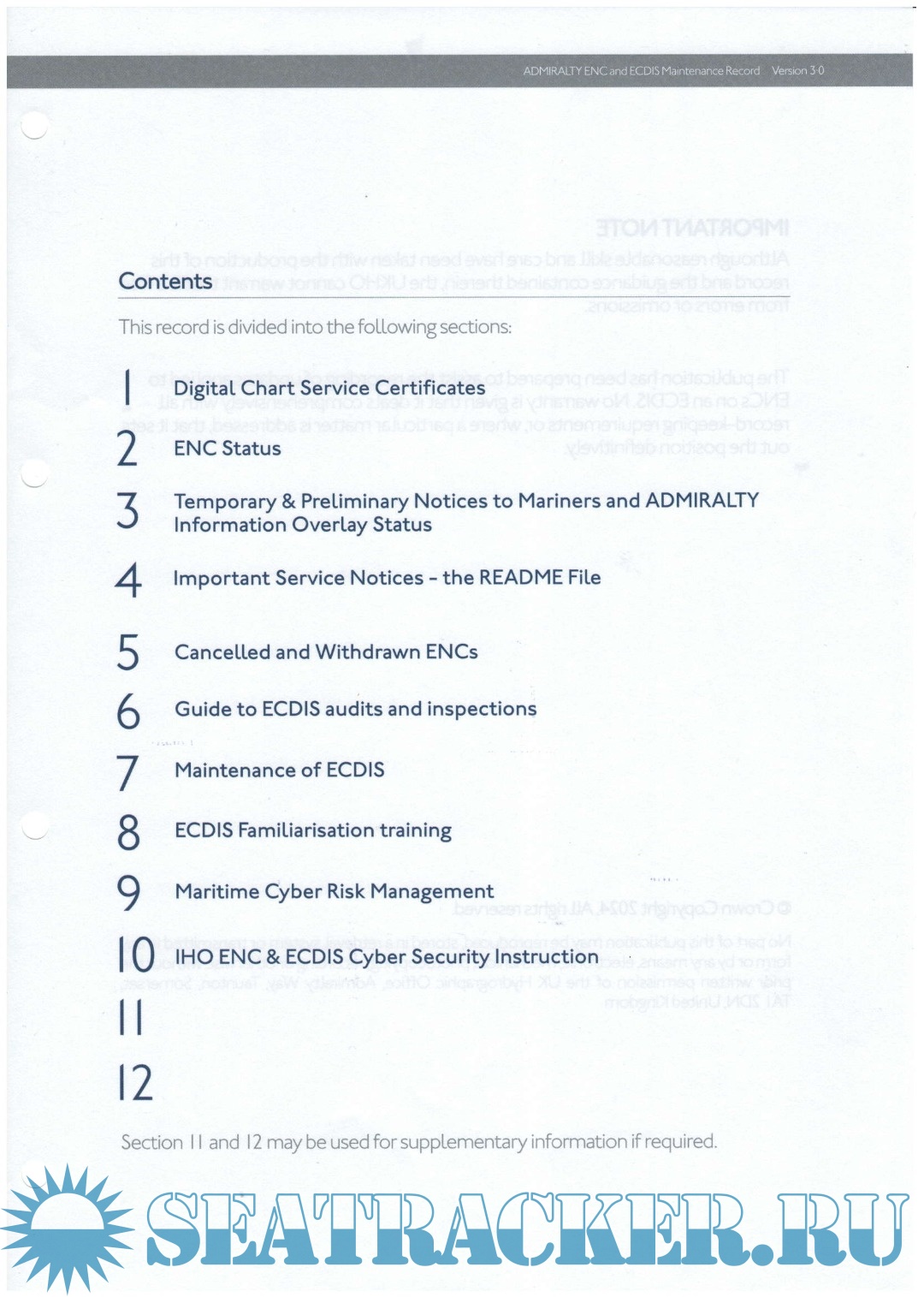 NP 133C Admiralty ENC and ECDIS Maintenance Record - UKHO [2024, PDF] › Marine Tracker