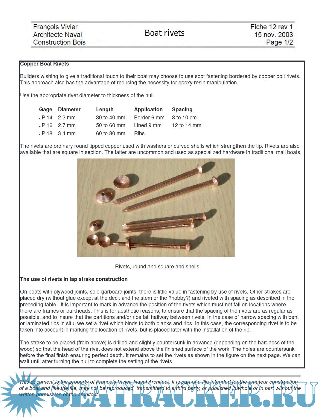 Wooden Boat Building sheets - Vivier F. [2018, PDF] › Marine Tracker