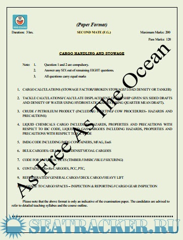 Question Paper Set for Cargo Handling and Stowage (August 2022) for ...