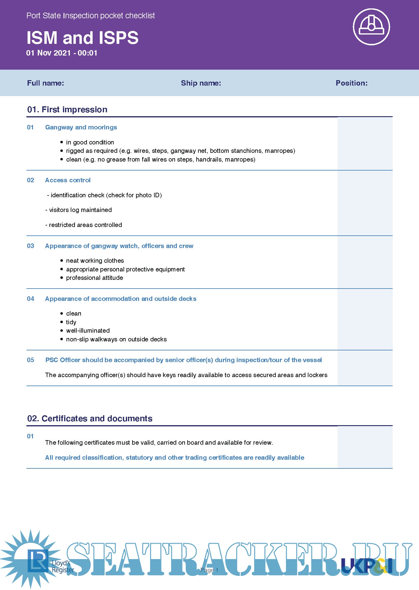 Port State Control Pocket Checklists [new] - Lloyd’s Register and UK P ...