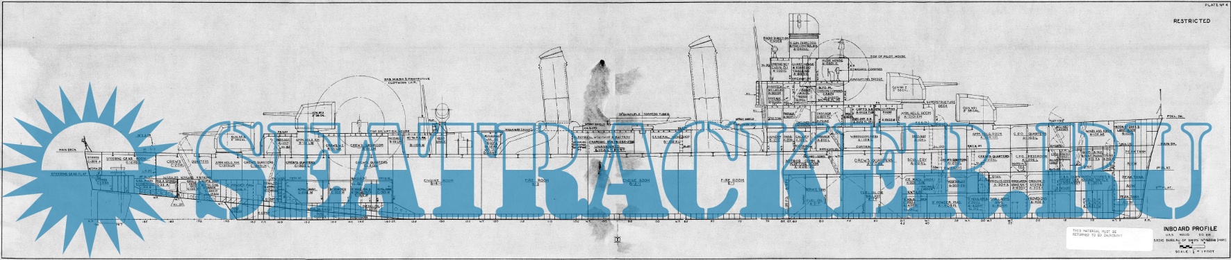 Архивные чертежи эсминца США DD-616 - USS "Nields" (Benson Class) 1942 ...