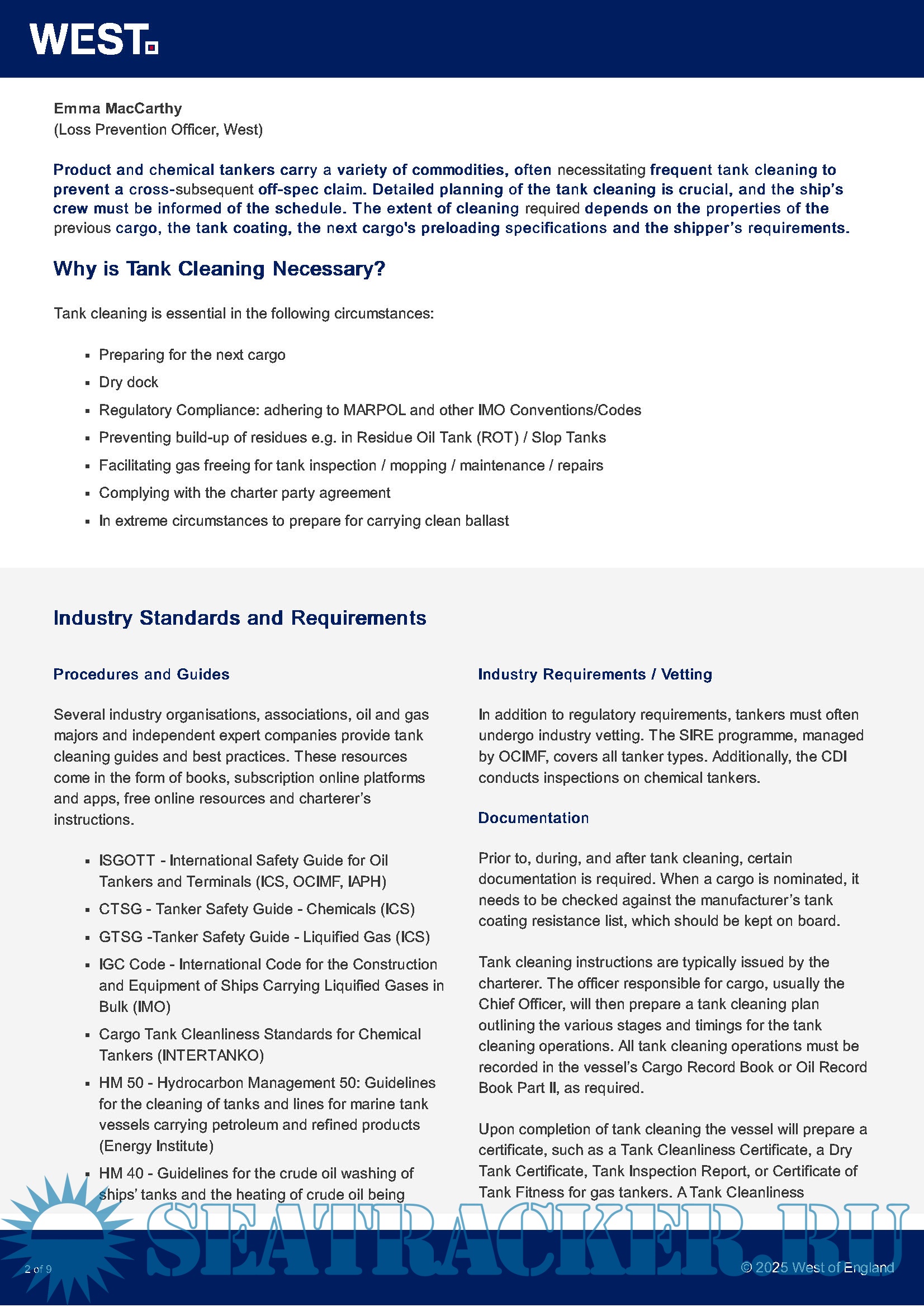 Cargo Tank Cleaning and Preparation Onboard Tankers: Best Practices and ...