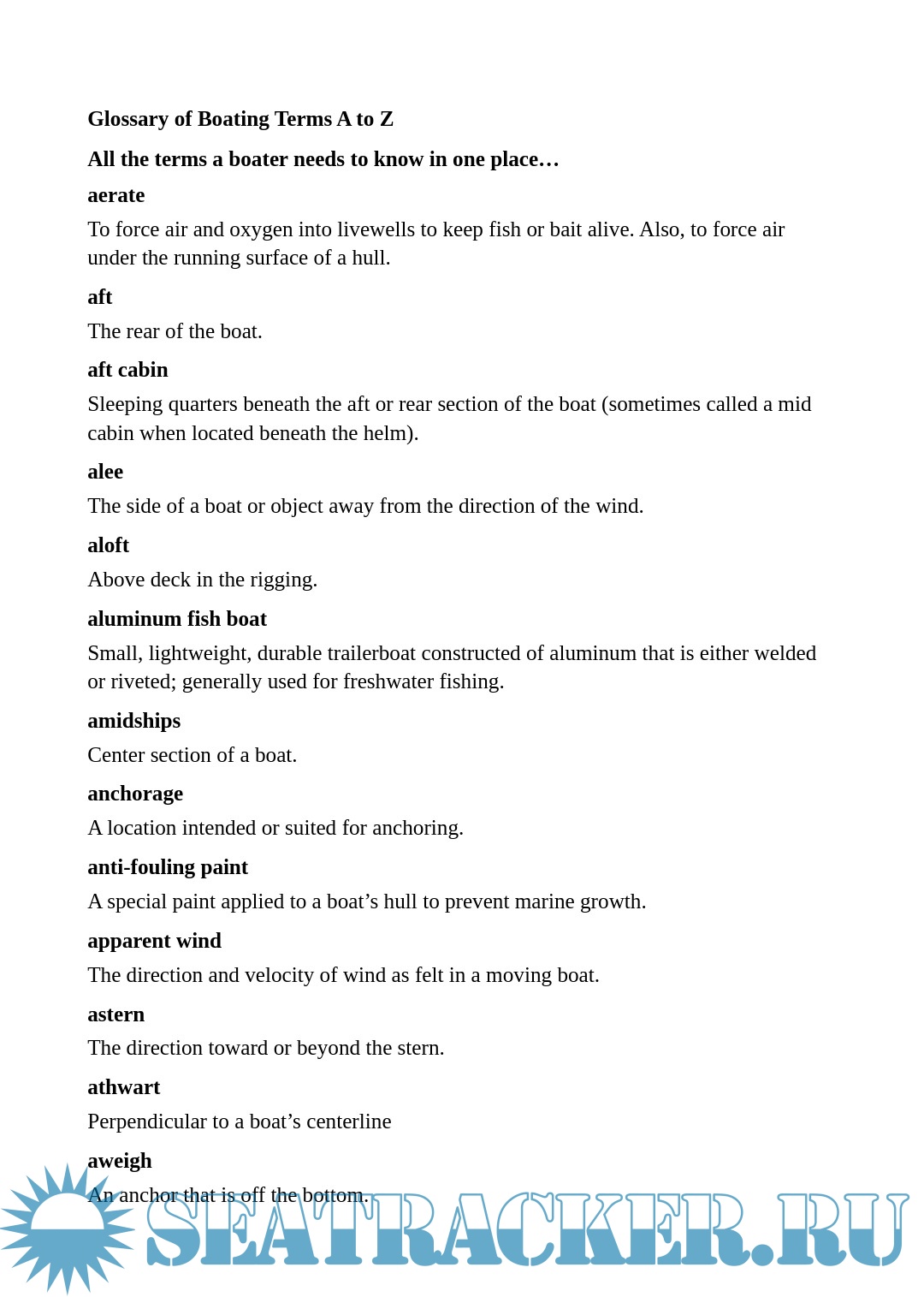 Glossary of Boating Terms A to Z - - [PDF, DOCx] › Marine Tracker