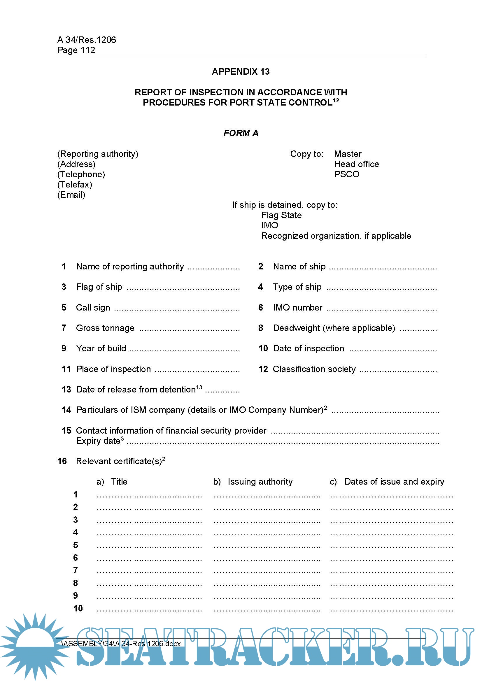 Procedures for Port State Control - IMO [2025, PDF] › Marine Tracker