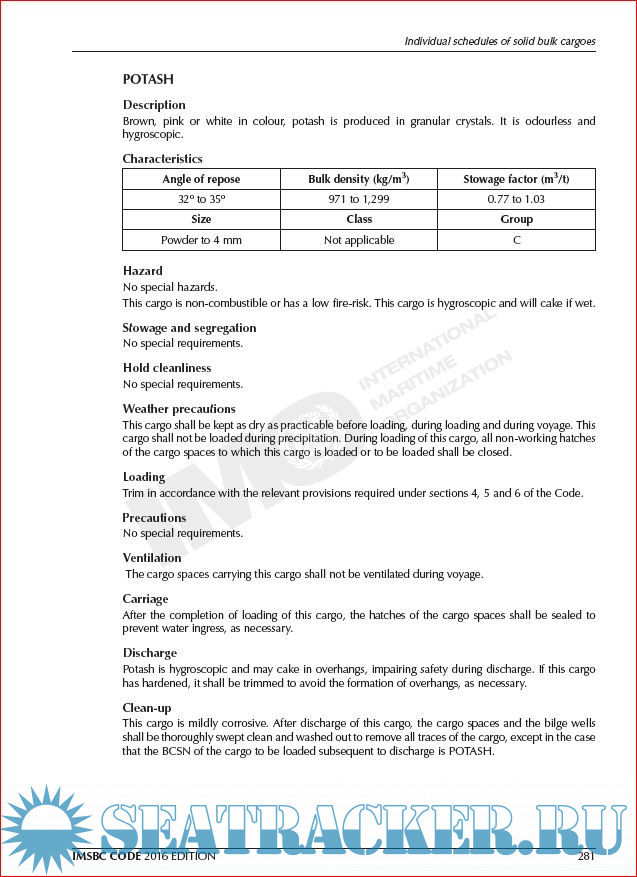 IMSBC Code (Incorporating Amendment 03-15 and Supplement) - IMO [2016, PDF] › Marine Tracker
