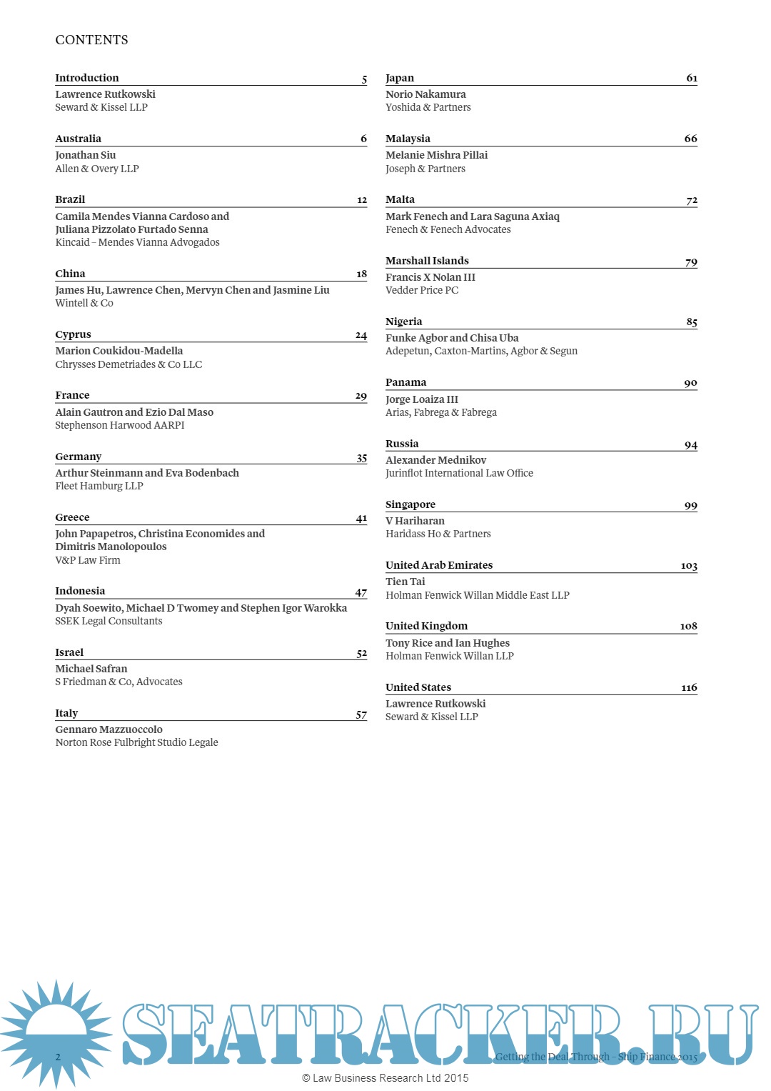 Ship Finance - Lawrence Rutkowski [2015, PDF] › Marine Tracker