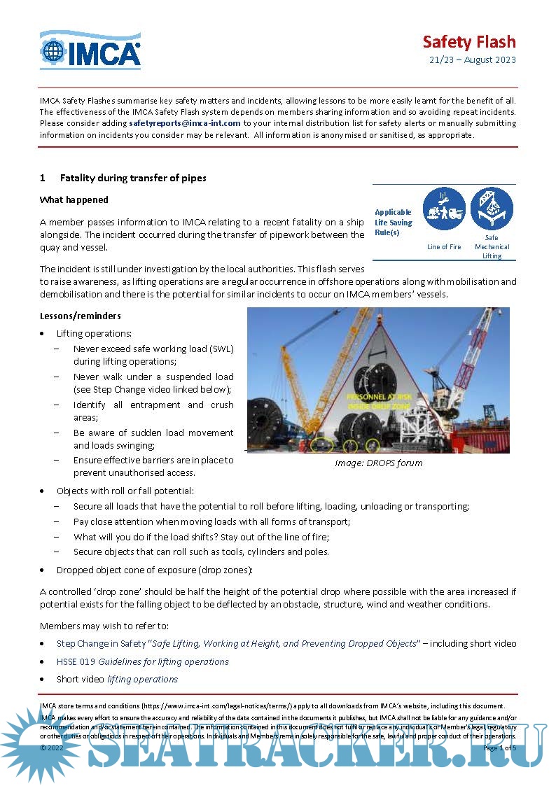 Safety Flashes issues 20-24 (August-October) - IMCA [2023, PDF ...