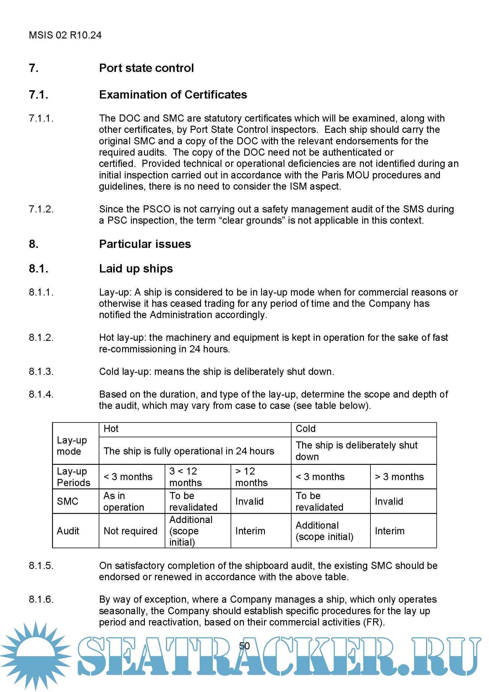 Instructions for the Guidance of Surveyors on the ISM code for the safe ...