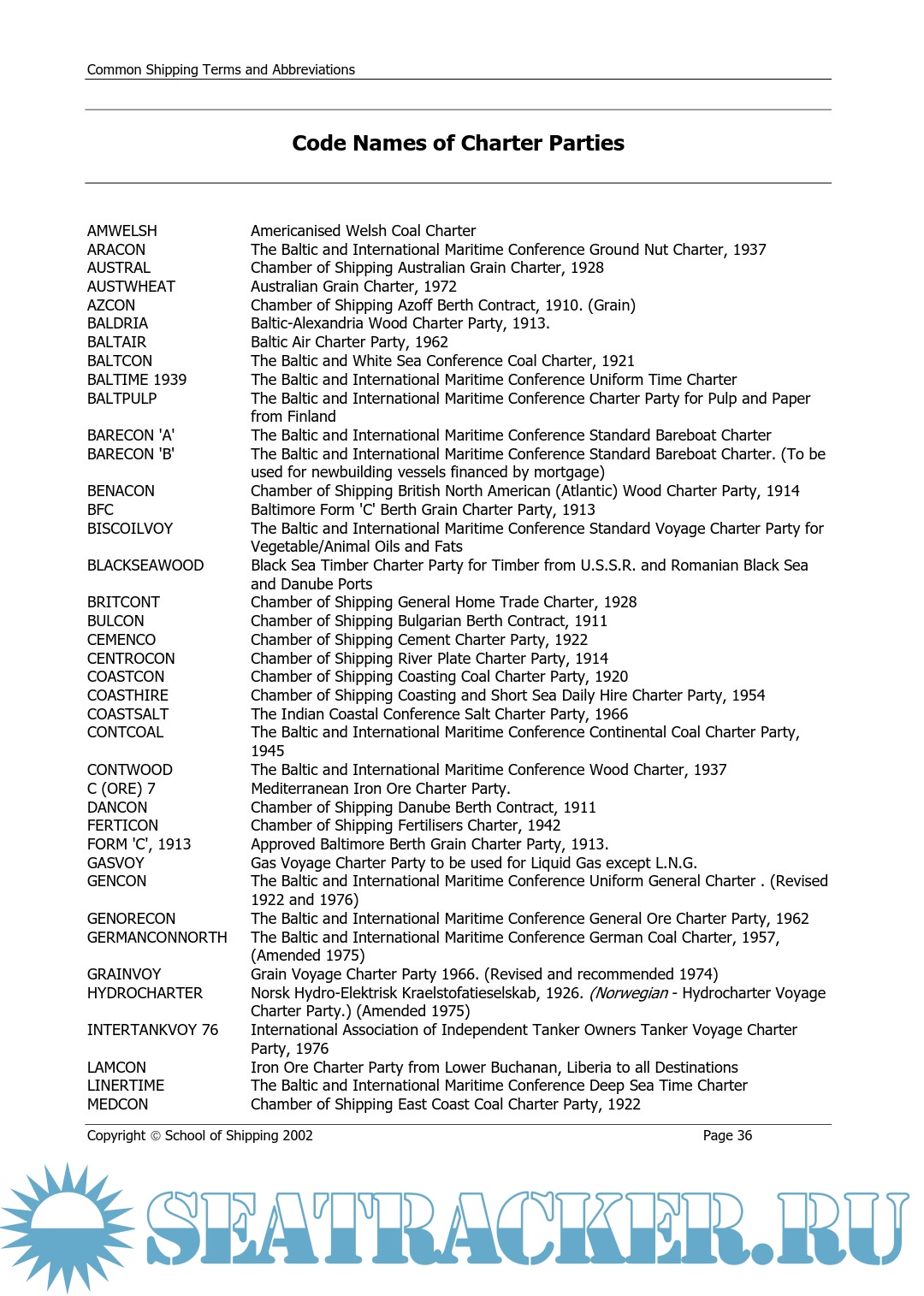 Common Shipping Terms and Abbreviations - - [2002, PDF] › Marine Tracker