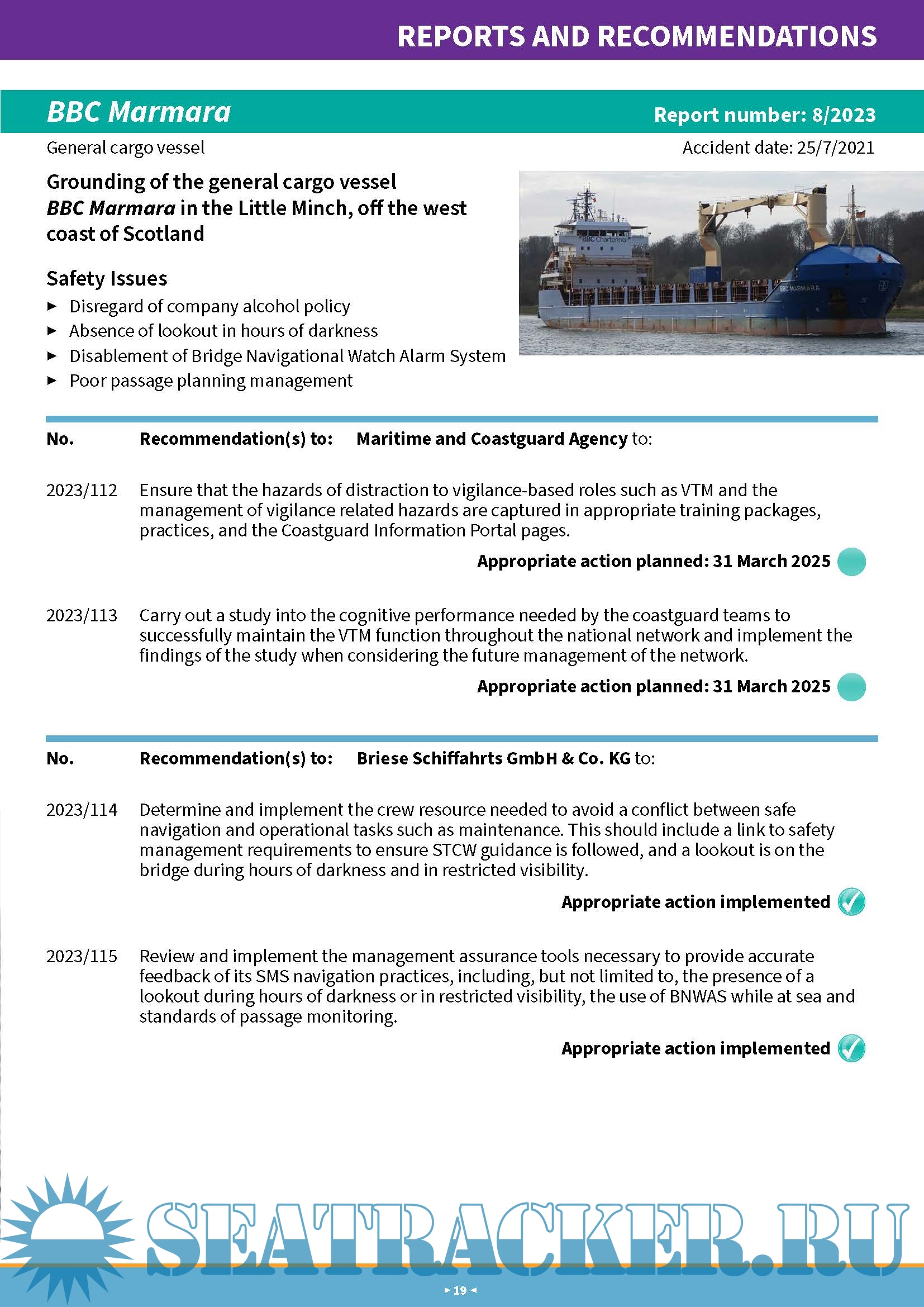 MAIB Annual Report 2023 - MAIB [2024, PDF] › Marine Tracker