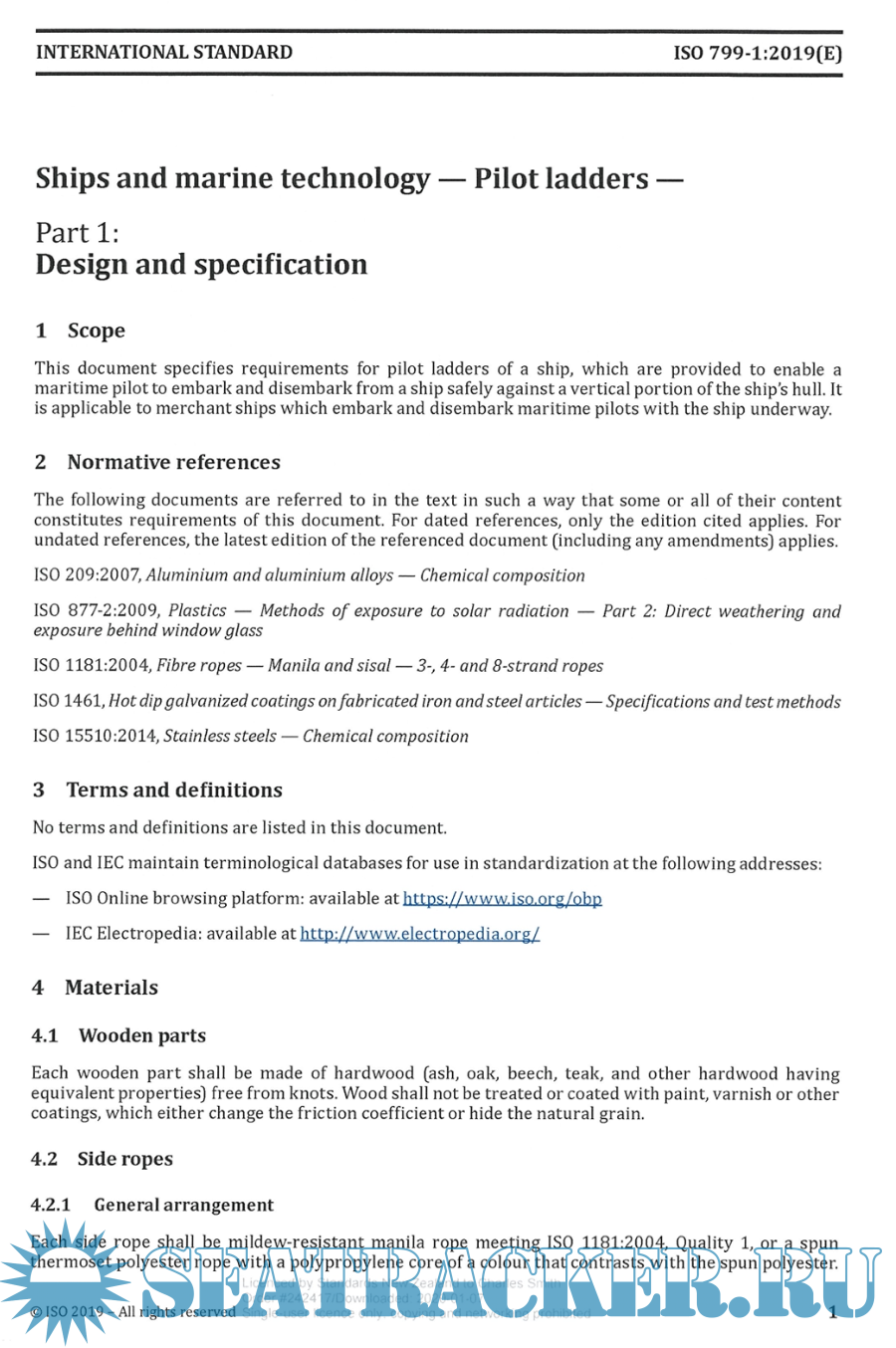 ISO 799-:2019(E) Pilot Ladders Part 1 Design and specification - International Standard ...