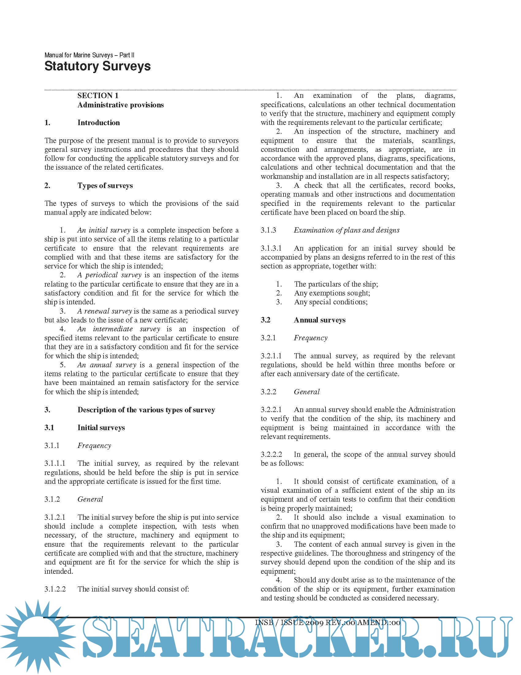 Manual for Marine Surveys (Part II Statutory surveys) - International ...