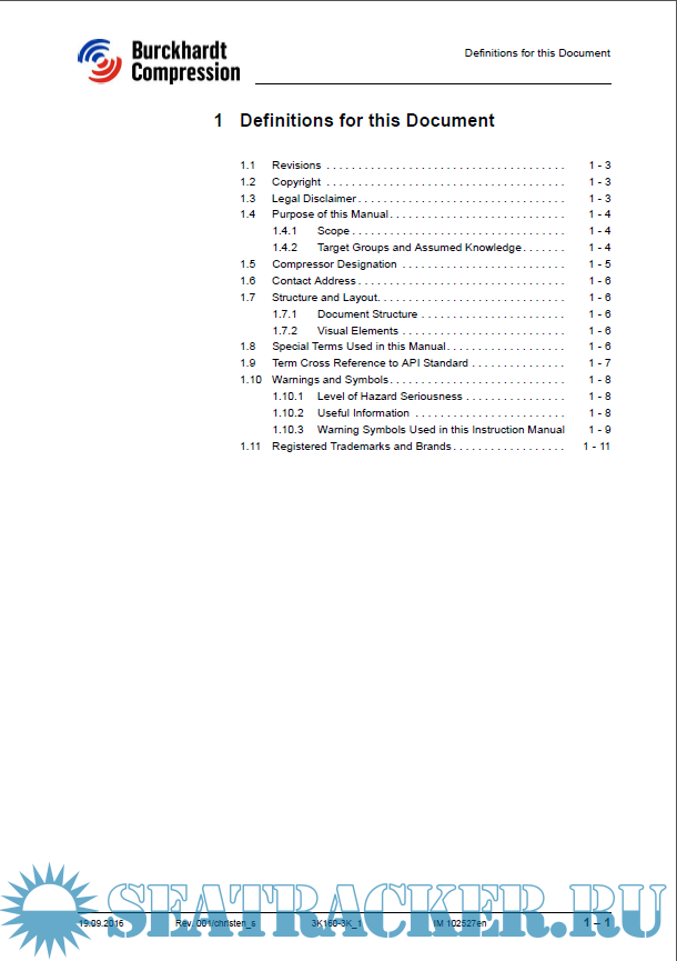 Instruction Manual Cargo Compressor - Burckhardt Compression AG. Switzerland [2016, PDF ...