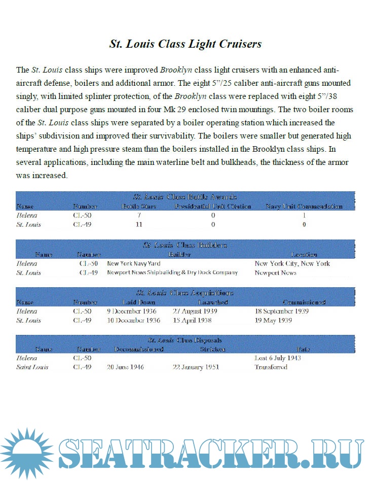 United States Warships of World WAR II ST. Louis Class Light Cruisers ...