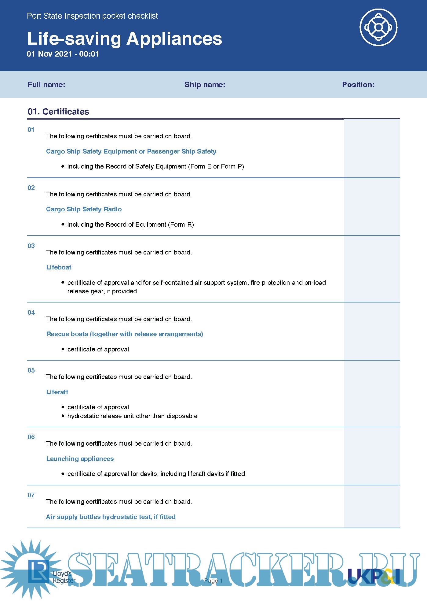 Port State Control Pocket Checklists [new] - Lloyd’s Register and UK P ...